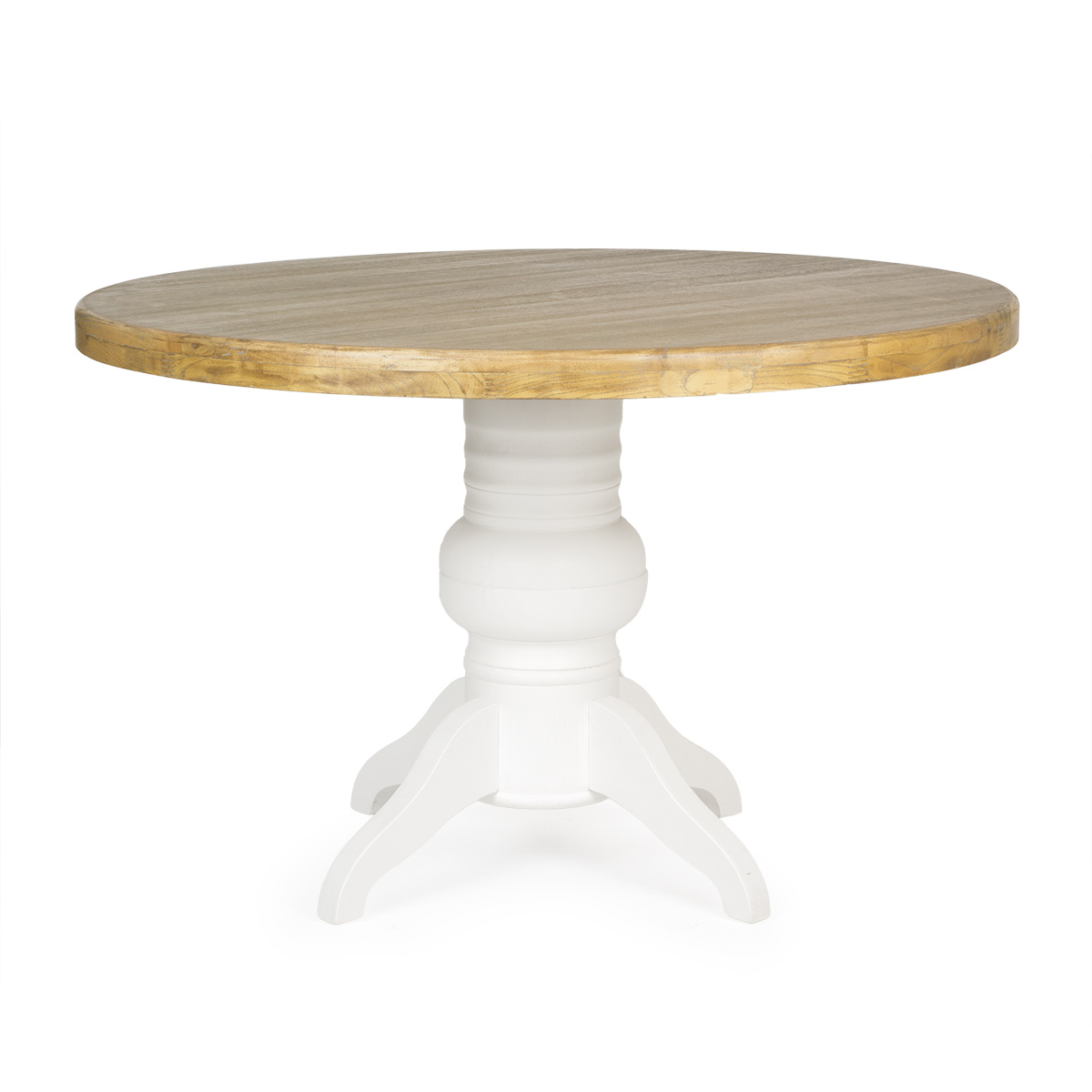 Tables ronde en bois effet lavé.