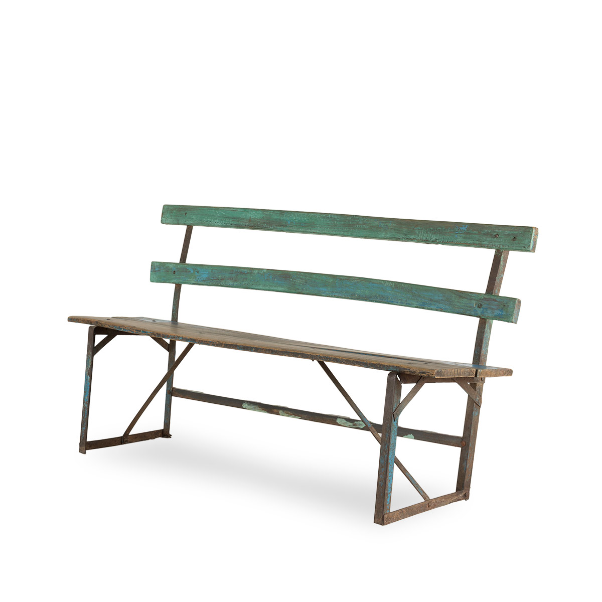 Old turquoise bench.